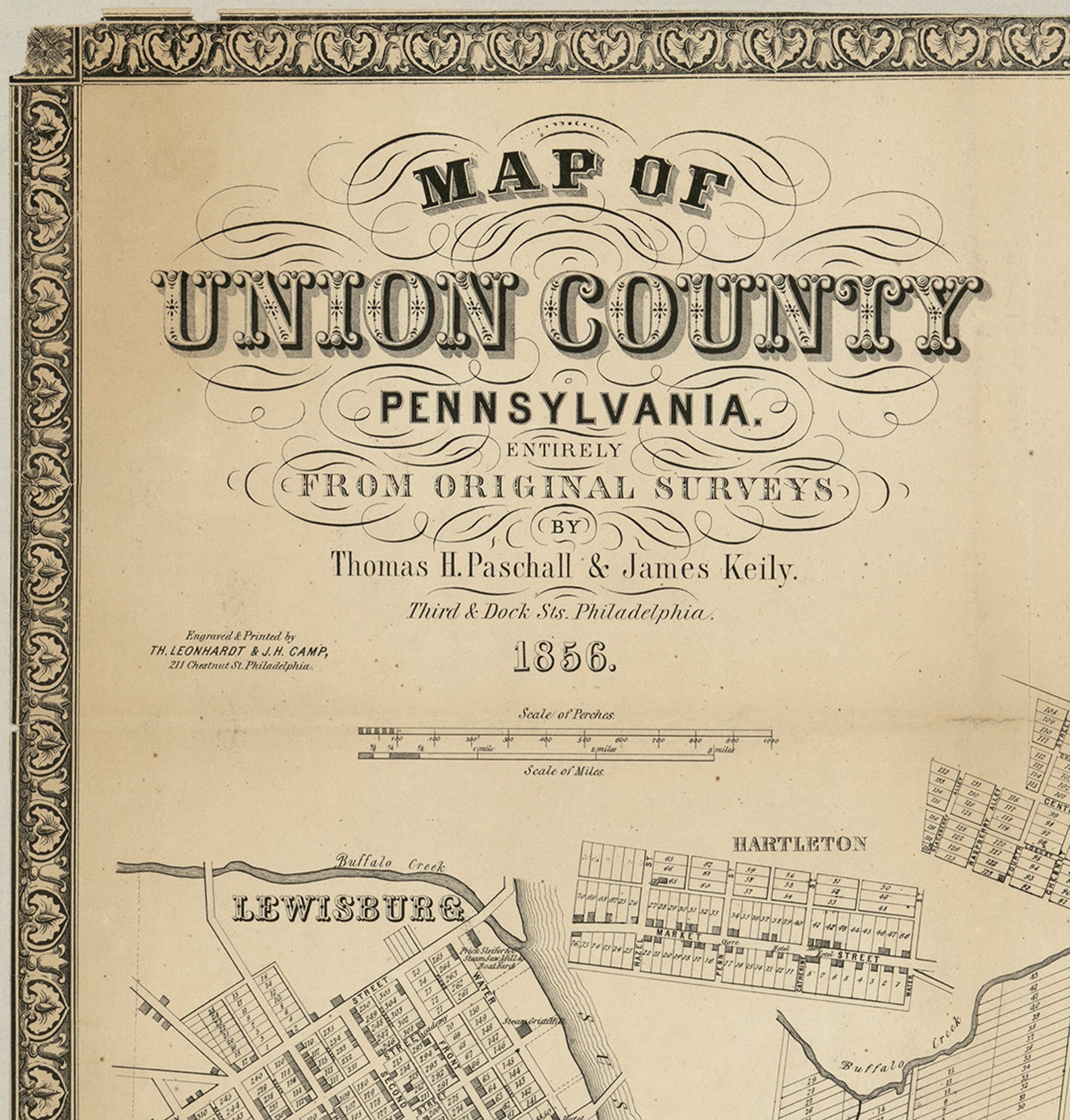 Map of Union County Pennsylvania 1856. Vintage restoration | Etsy