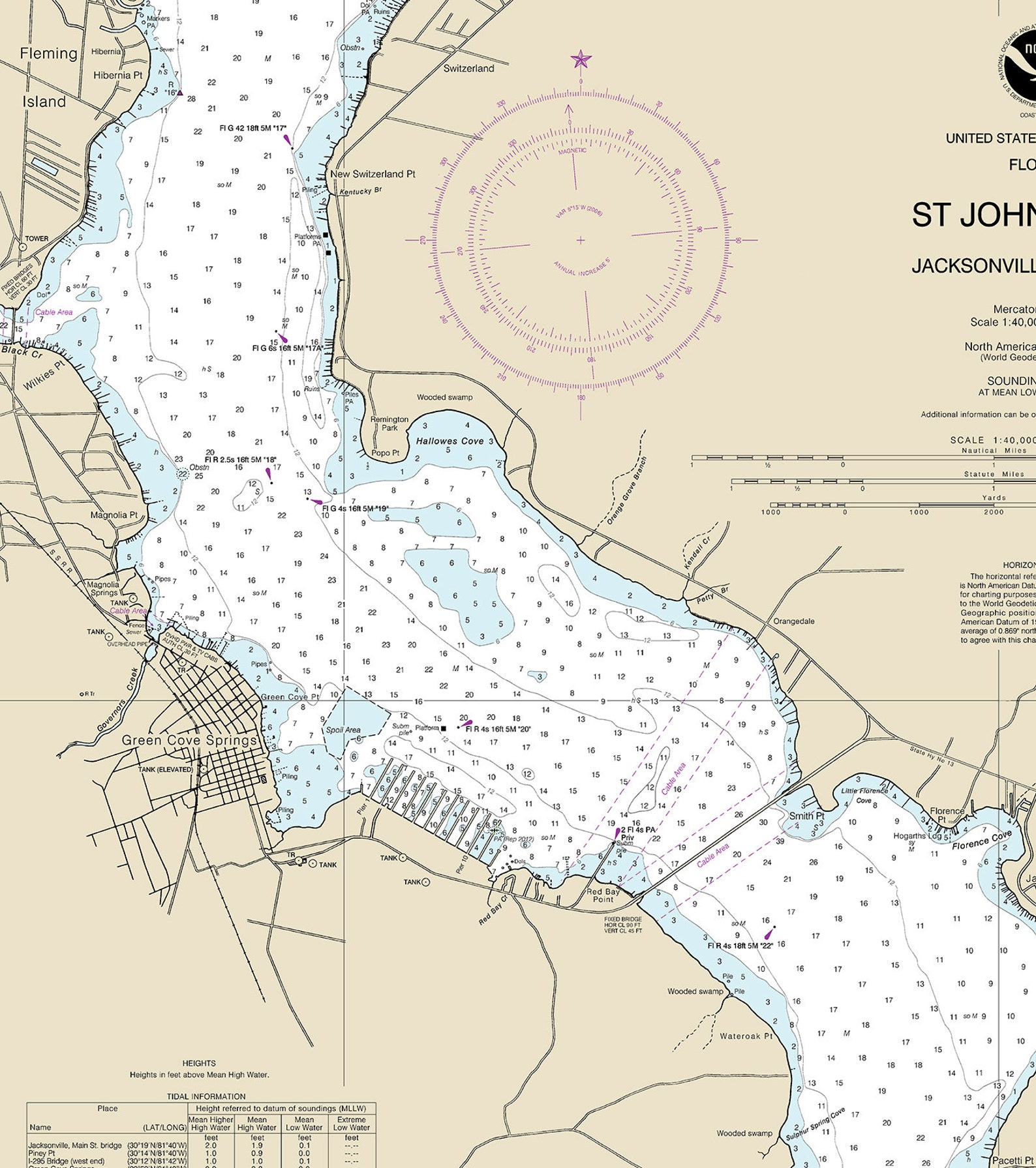 St. John’s River Jacksonville to Racy Point Nautical Chart 11492 ...