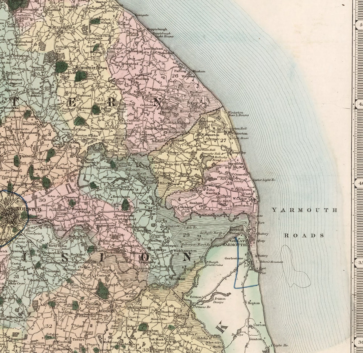 Map of Norfolk England UK 1831. Vintage Home Deco Style Old | Etsy