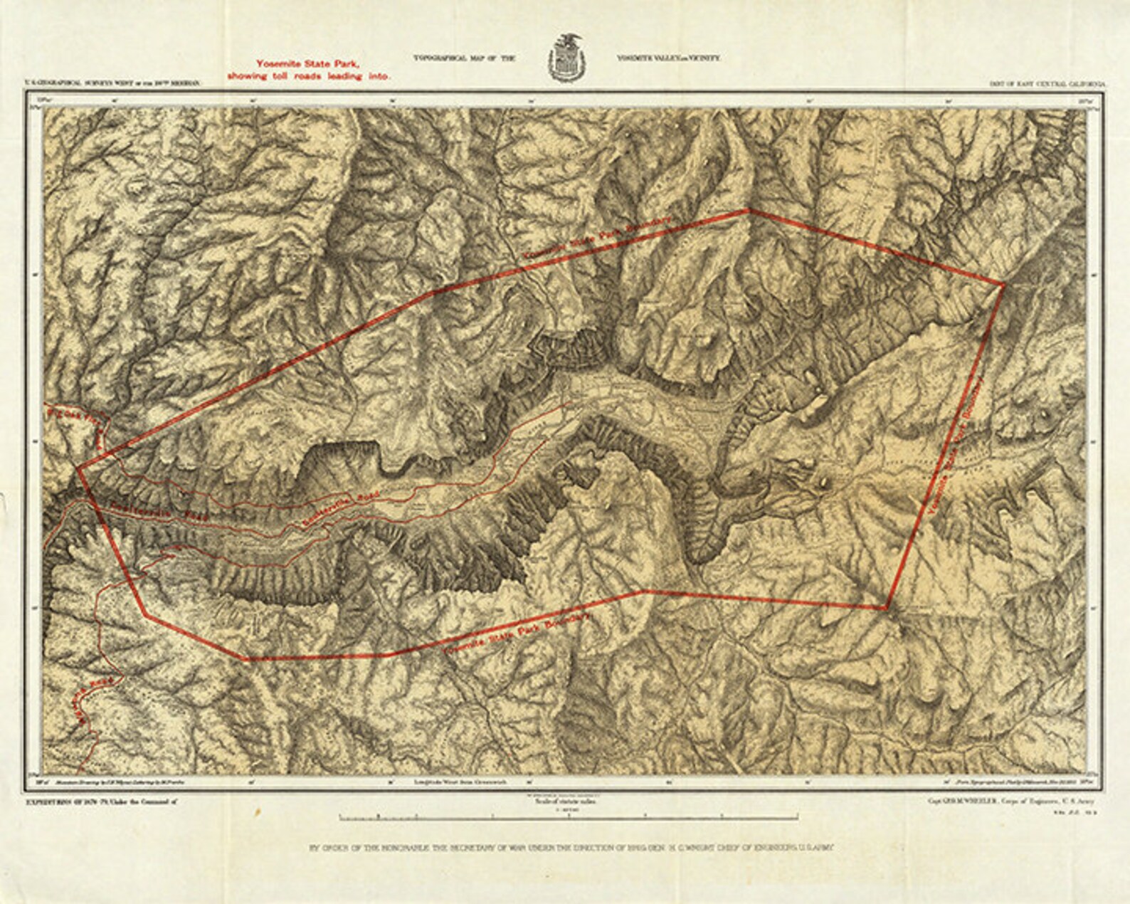 Topographical Map of the Yosemite National Park, California 1893 ...