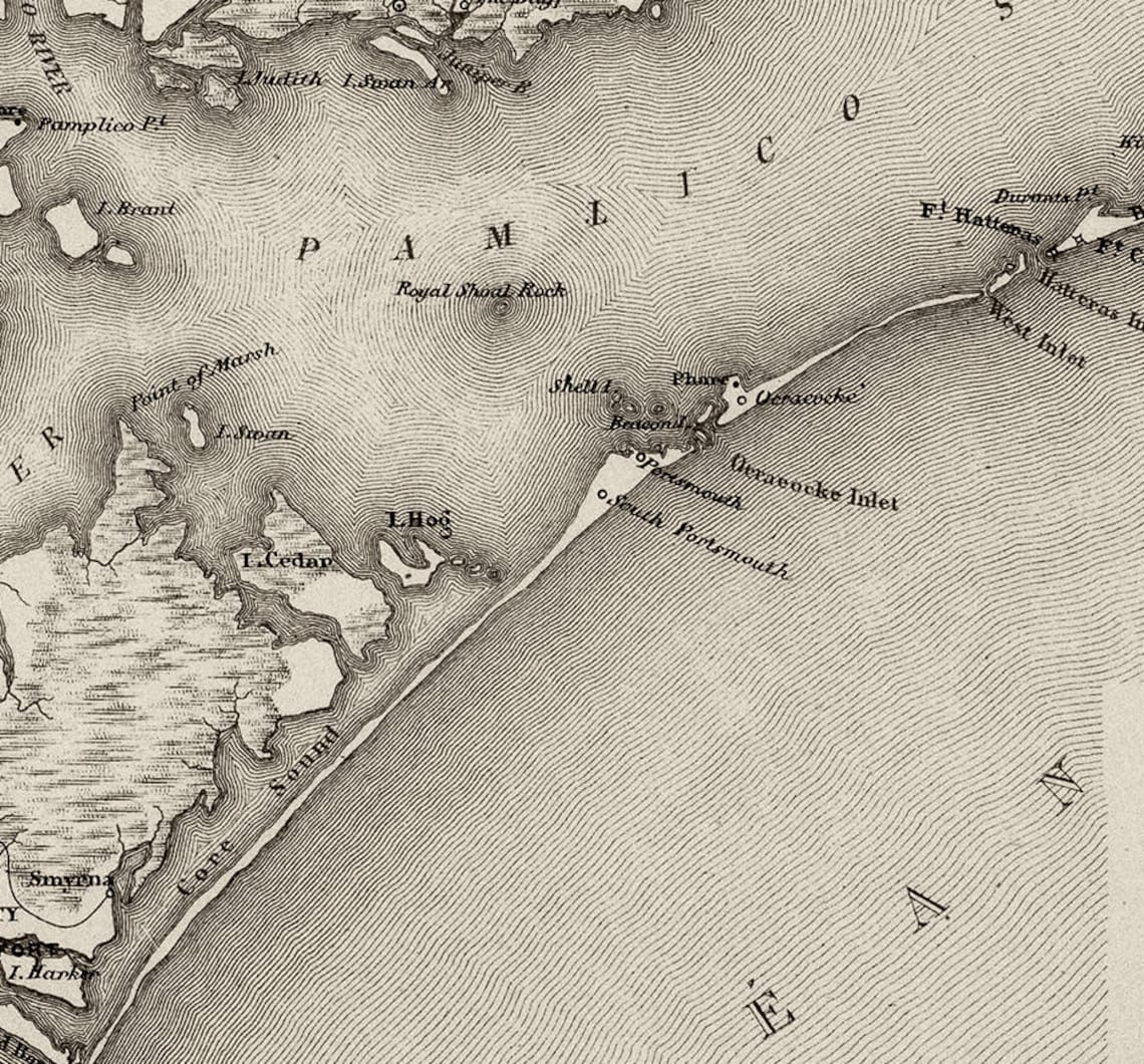 Map of Pamlico Sound North Carolina 1874. Vintage Restoration - Etsy
