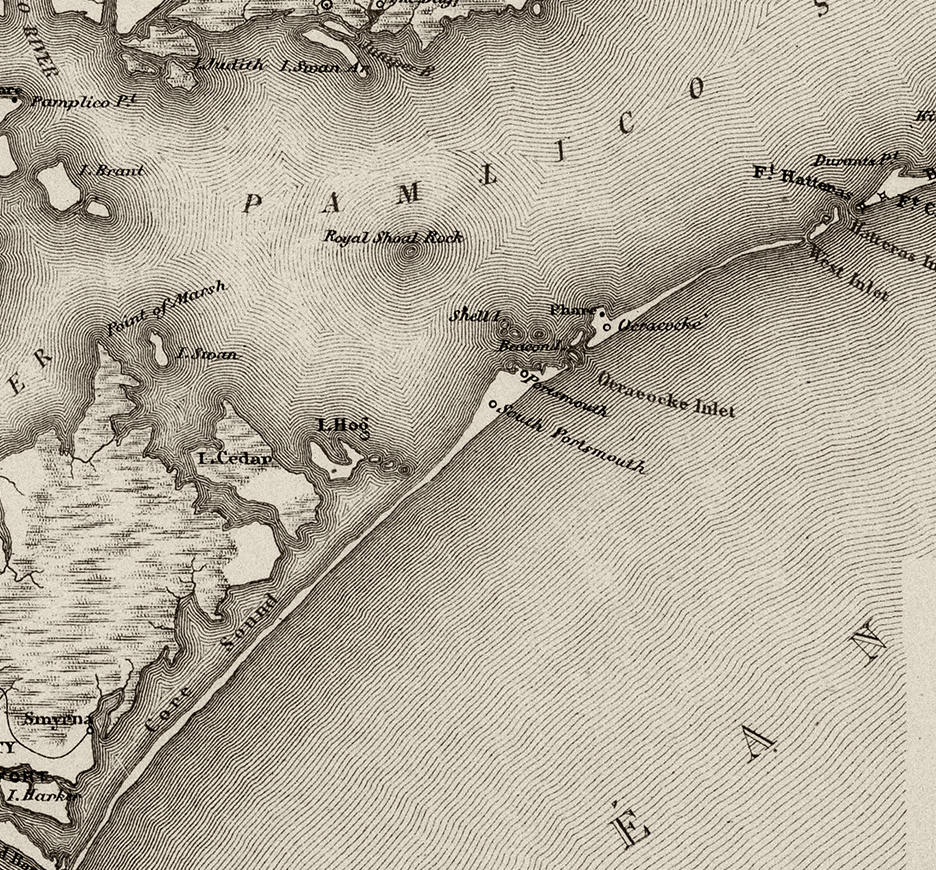 Map of Pamlico Sound North Carolina 1874. Vintage Restoration Hardware ...