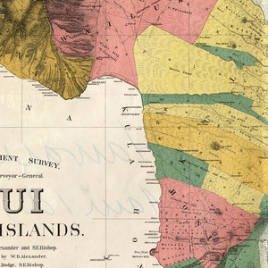 Vintage Map of Maui Hawaii 1885| Hawaiian Islands Reproduction Map ...