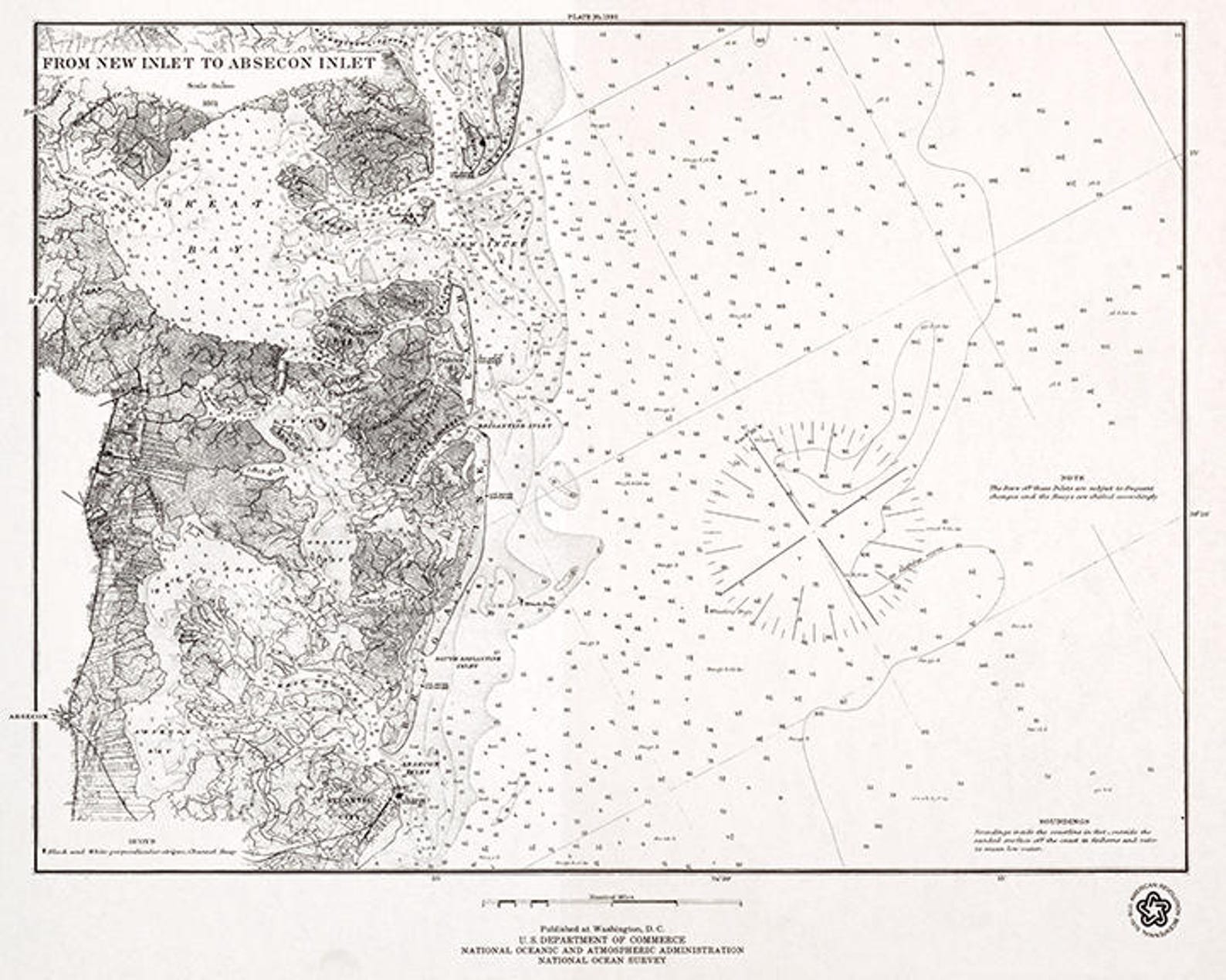 Map of New Inlet to Absecon Inlet Nautical Charts New Jersey | Etsy