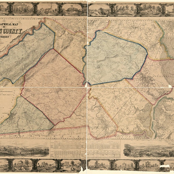 Antique Map of Union County - Etsy UK