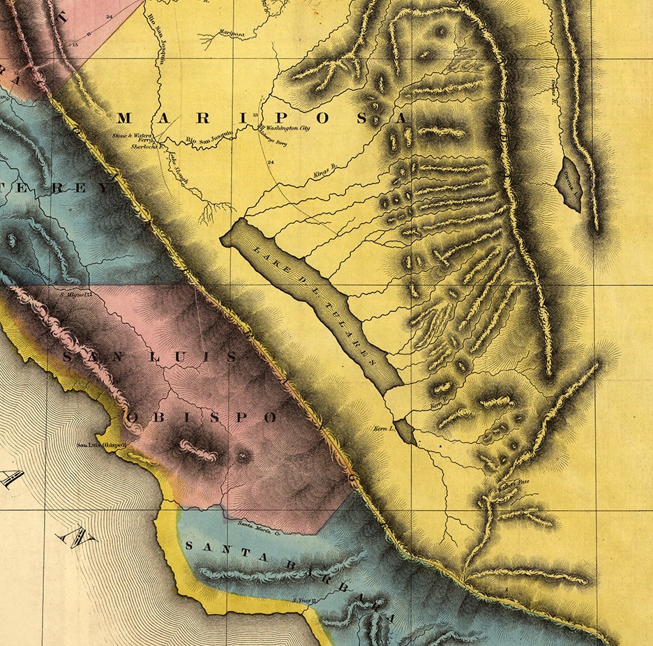 Map of California the gold region 1851. Gold mines and | Etsy