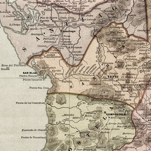 Map of Tepic, Mexico, 1886. Vintage Restoration Hardware Home Deco ...