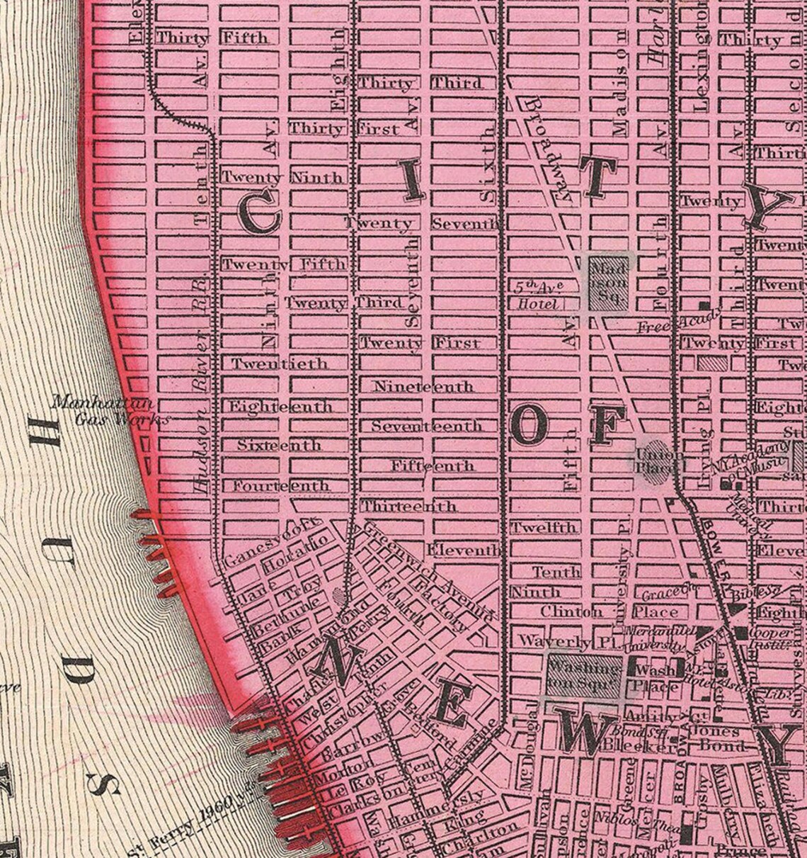 Plan of Manhattan, New York City From Mitchell’s New General Atlas ...