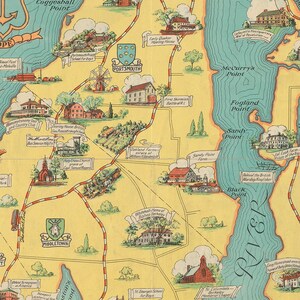 Map of Mount Hope Bridge, Bristol, Rhode Island R.I. Vintage ...