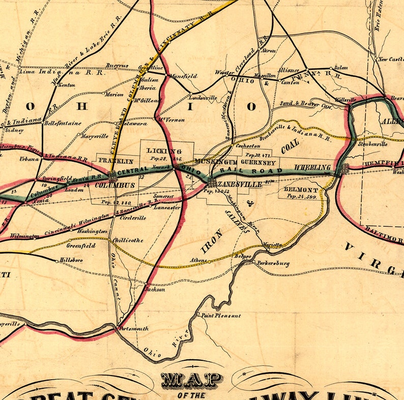 Map of the Great Central Railway Line of the West and - Etsy