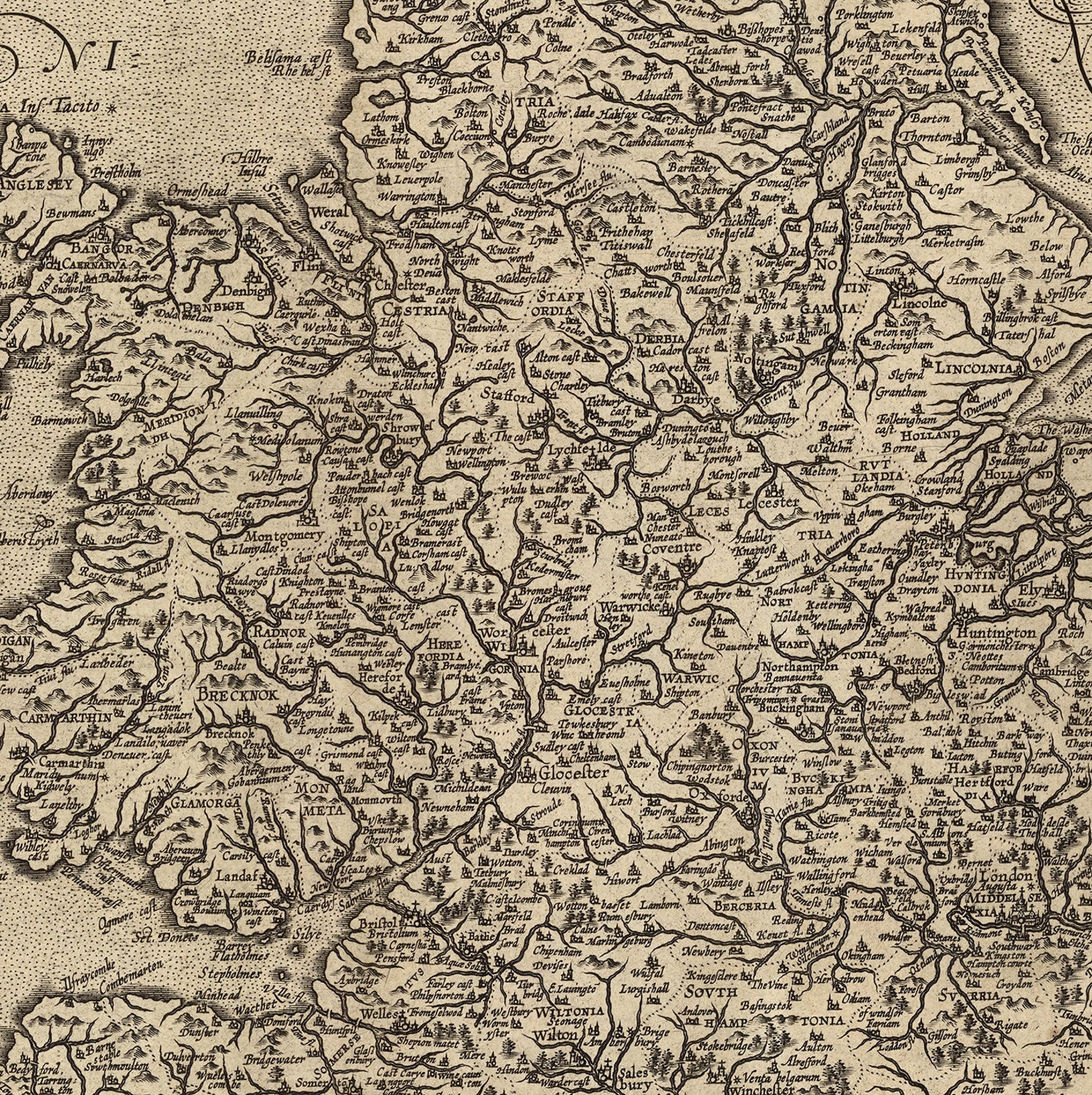 Map of England and Ireland 1605. Vintage home Deco Style old | Etsy