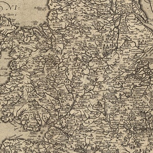 Map of England and Ireland, 1605. Vintage Home Deco Style Old Wall ...