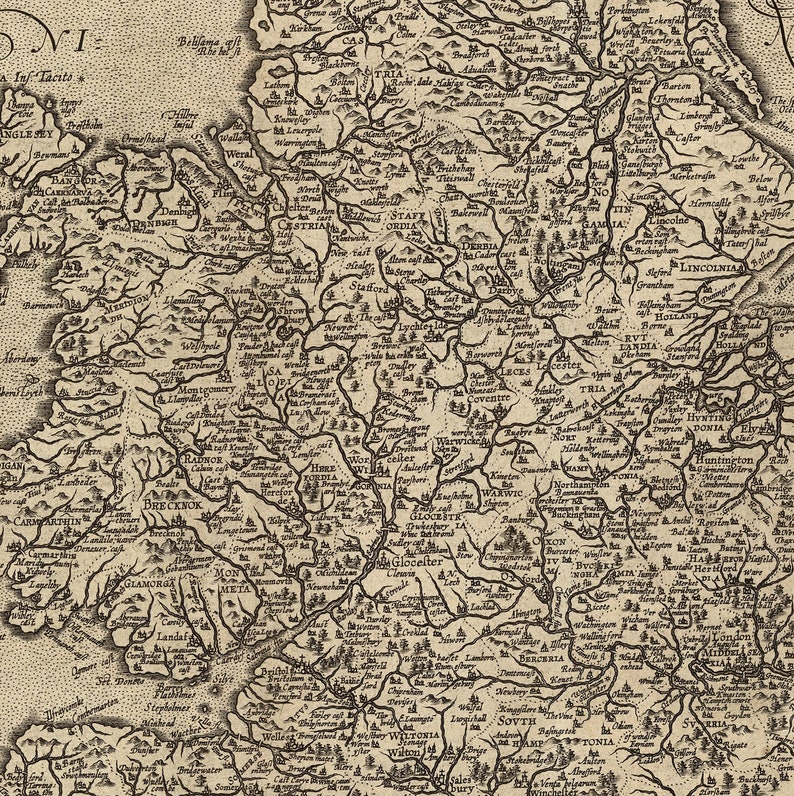 Map of England and Ireland 1605. Vintage Home Deco Style Old - Etsy