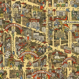Pictorial Map of London Town 1938. Vintage Home Deco Style Old Wall ...