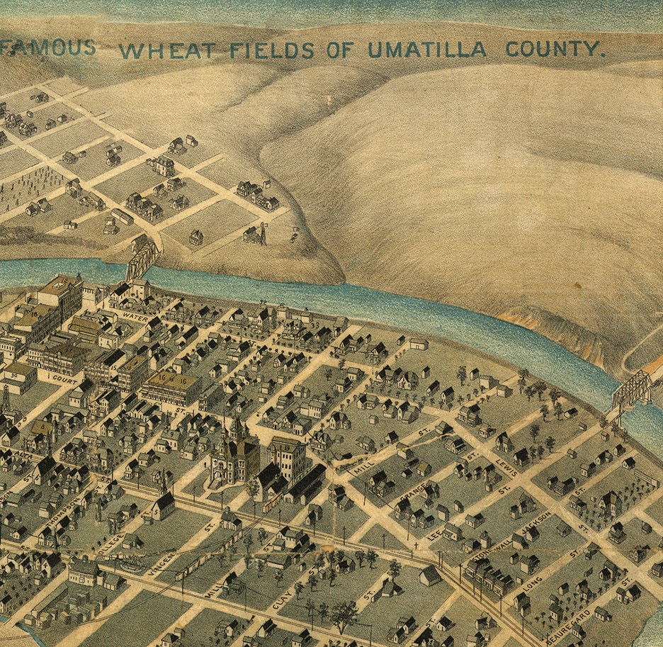 Map of Pendleton Umatilla Co. Oregon 1890. Restoration - Etsy