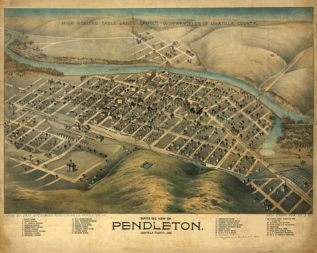 Map of Pendleton, Umatilla Co., Oregon 1890. Restoration Hardware Home ...