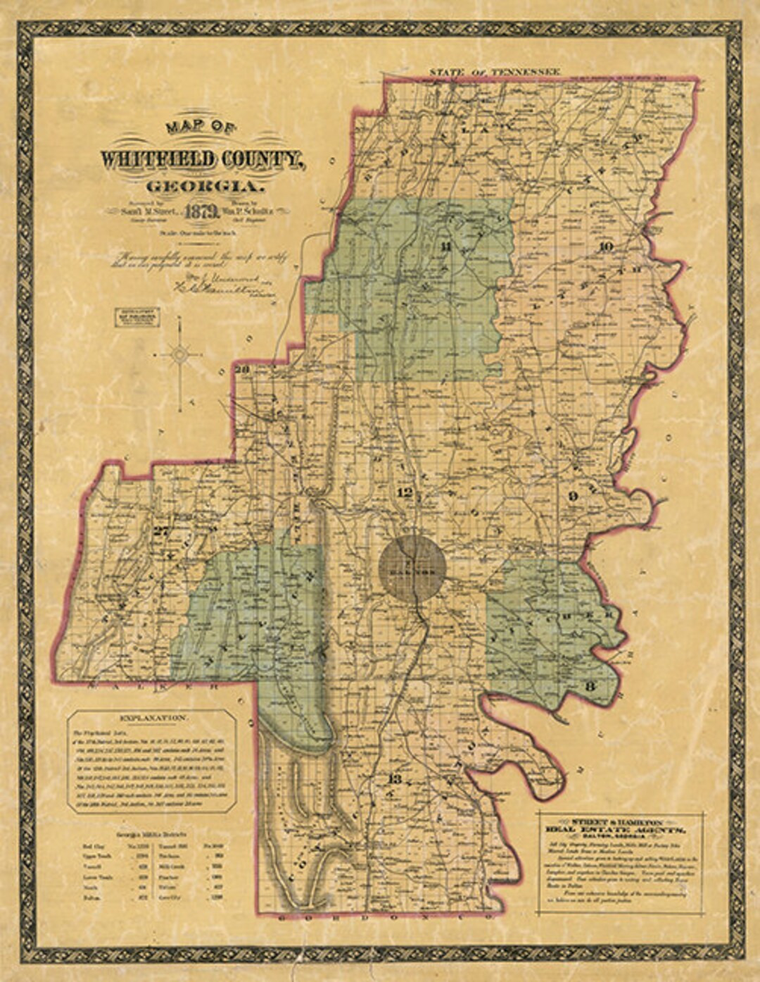 Map of Whitfield County, Georgia, 1879. Vintage Restoration Hardware ...