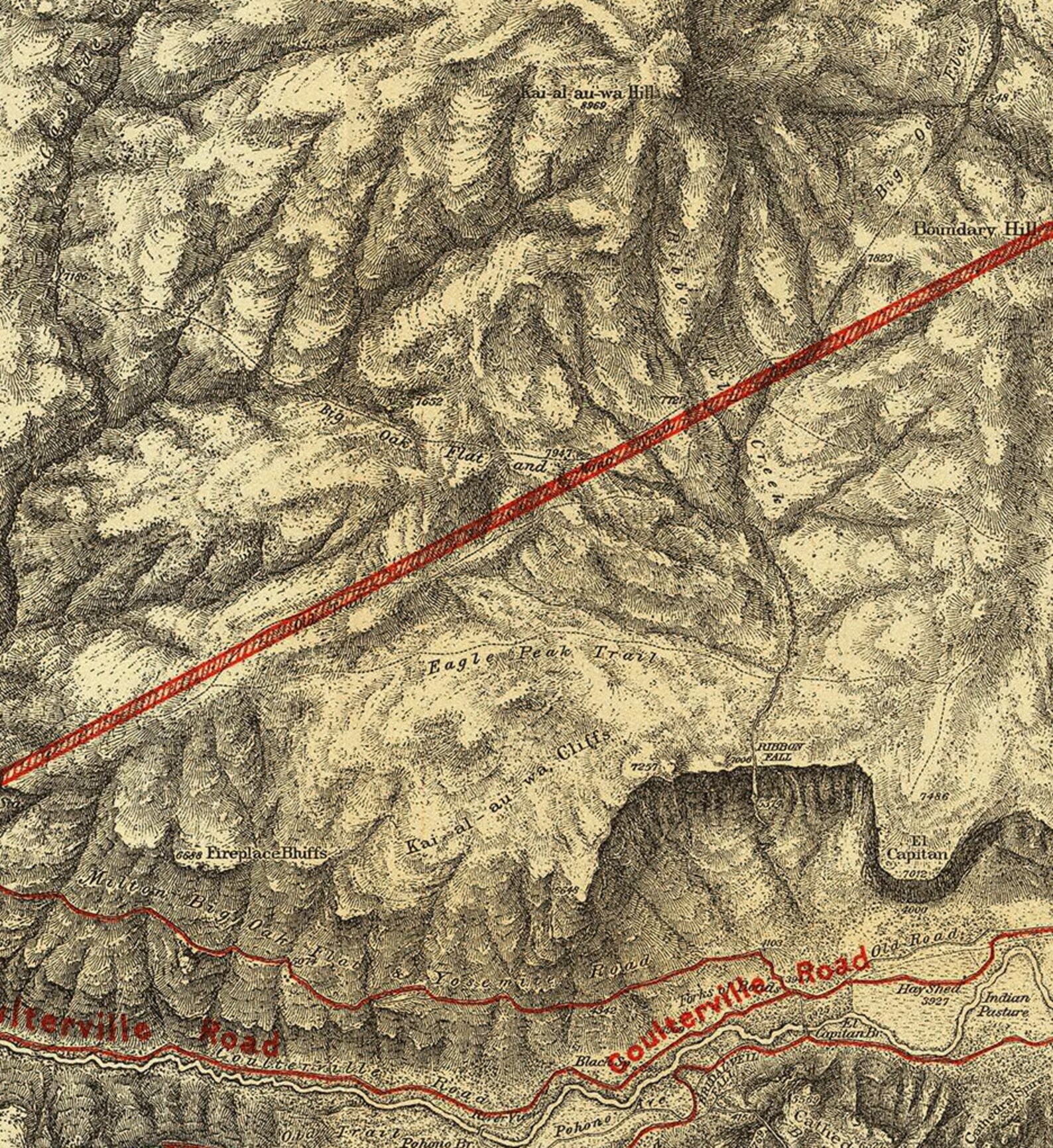 Topographical Map of the Yosemite National Park, California 1893 ...