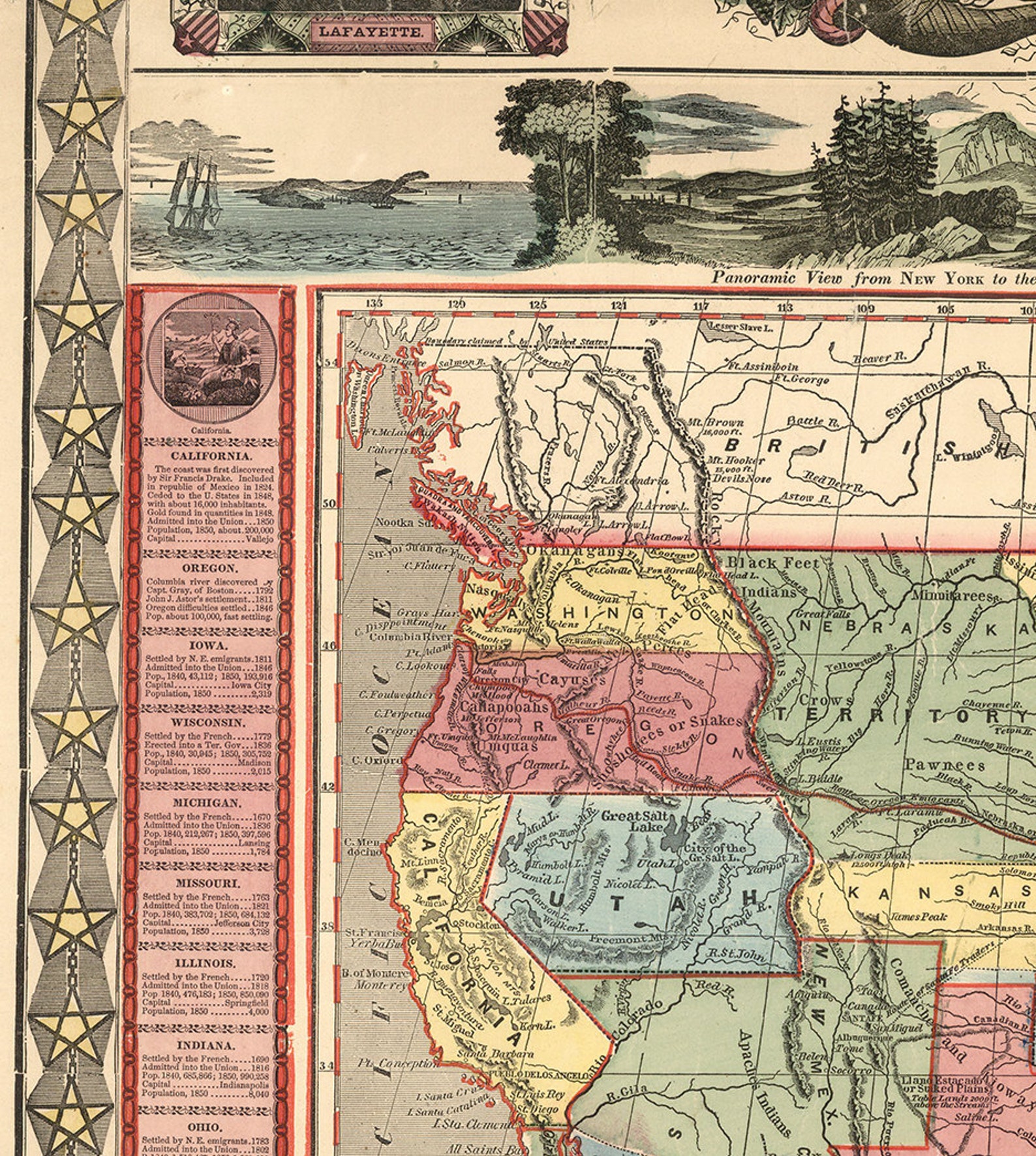 Map of the United States, 1855. Restoration Hardware Home Deco Style ...