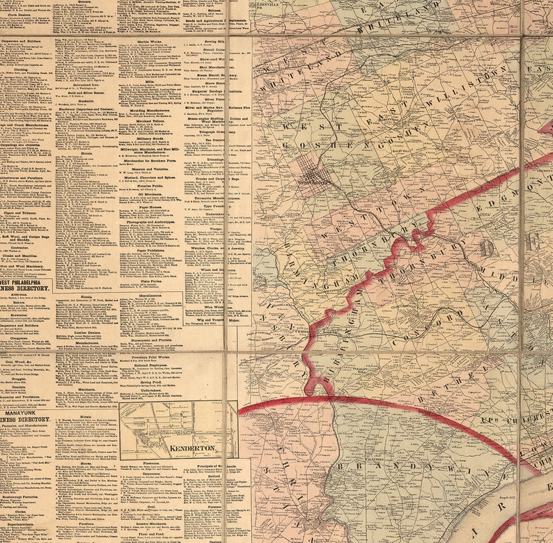 Map of Philadelphia Pennsylvania PA 1860. Vintage Home Deco | Etsy