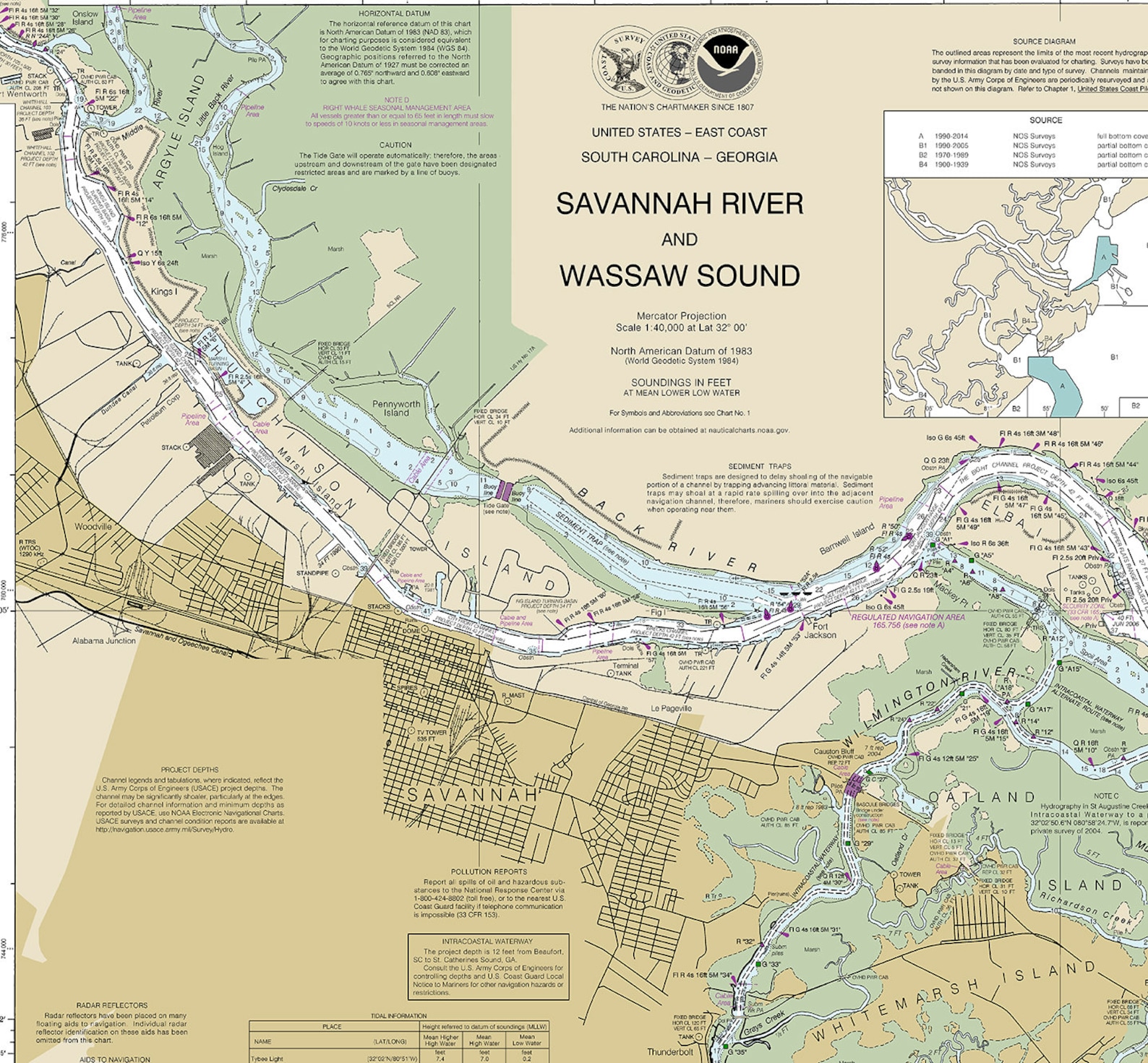 Nautical Charts of Savannah River and Wassaw Sound. 11512. | Etsy