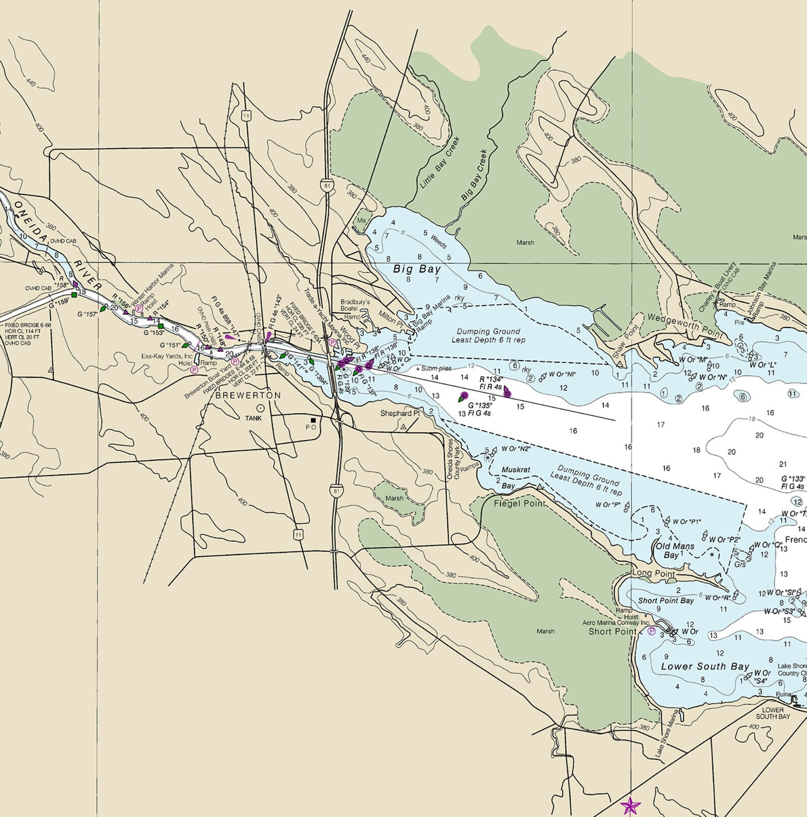 Nautical Charts of Oneida Lake lock 22 to Lock 23 14835 NYS | Etsy