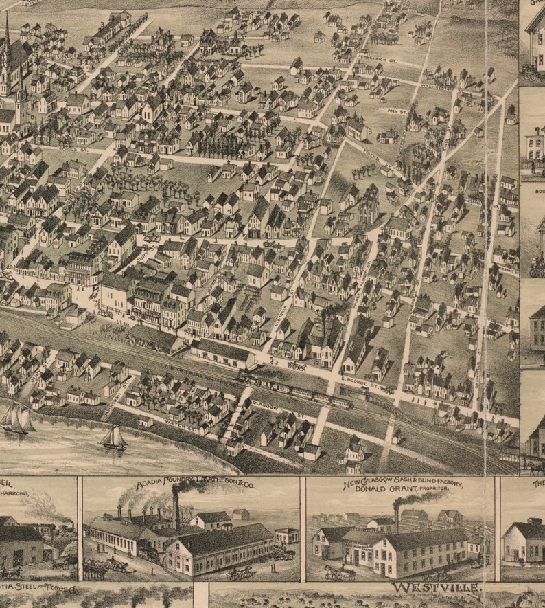 Map of New Glasgow Nova Scotia Canada. 1889. Vintage Home - Etsy