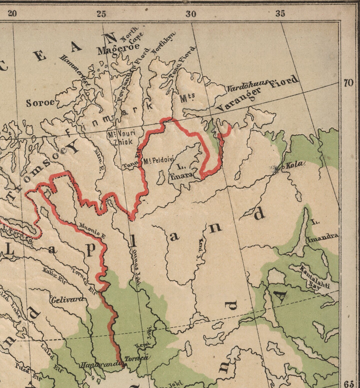 Map of Scandinavia, 1880. Vintage Home Deco Style Old Wall Reproduction ...