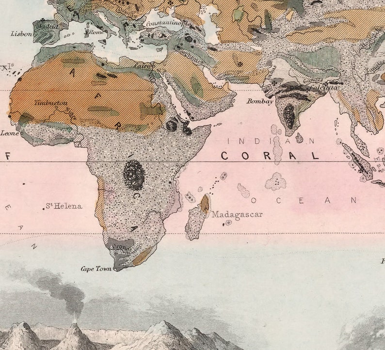 Geological Map of the World 1852. Vintage Restoration | Etsy