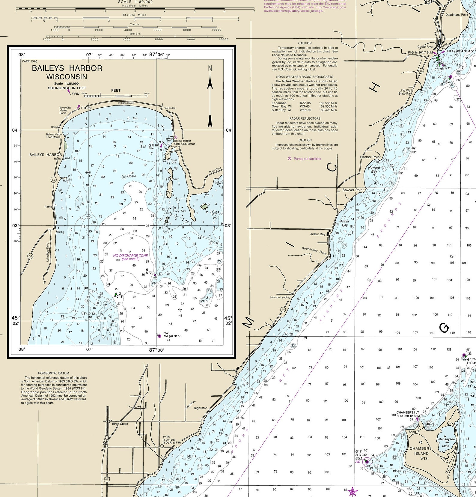 Nautical Chart of Upper Green Bay. Lake Michigan Wisconsin. - Etsy
