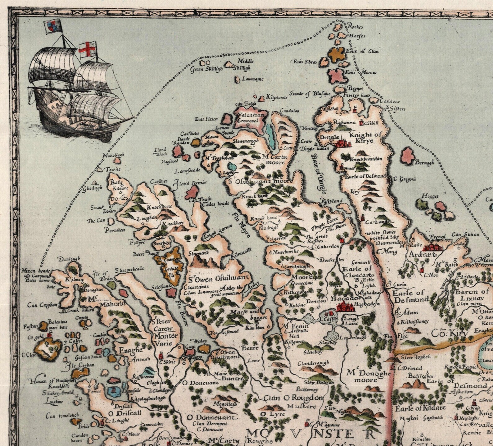 Map of Ireland Baptista Boazio 1600. Vintage Home Deco Style | Etsy