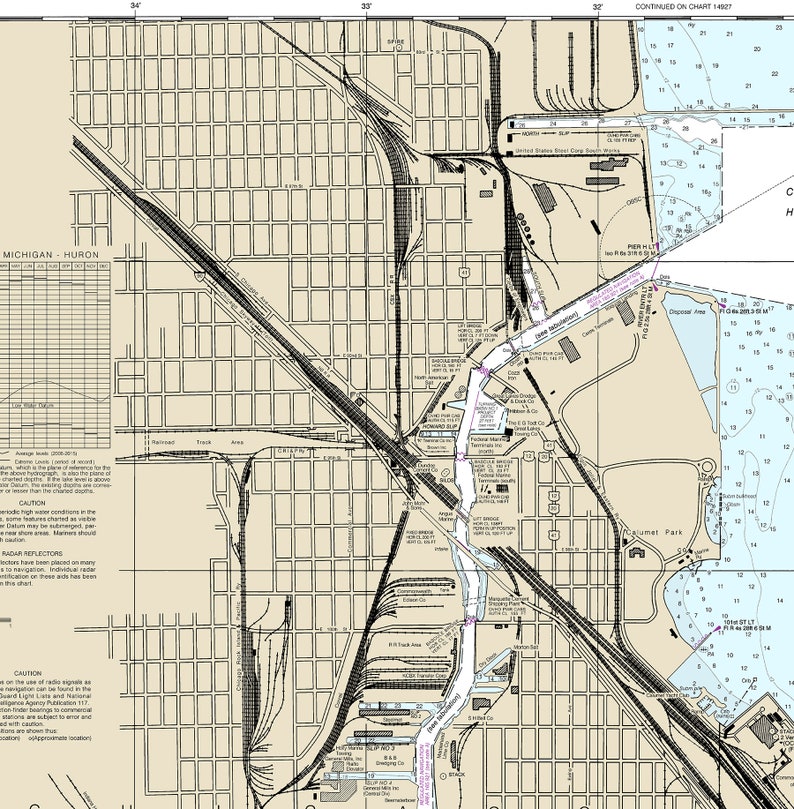 Nautical Chart of Calumet and Indiana Harbors. Lake Michigan. - Etsy
