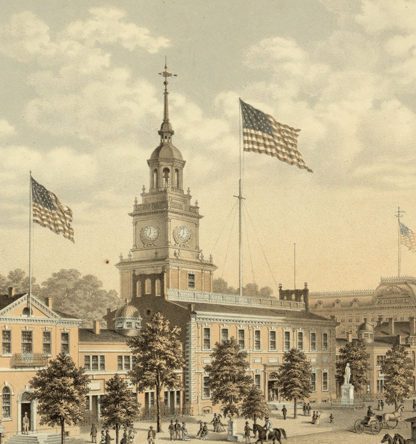 Independence Hall, Philadelphia, Philadelphia PA 1875. Vintage ...