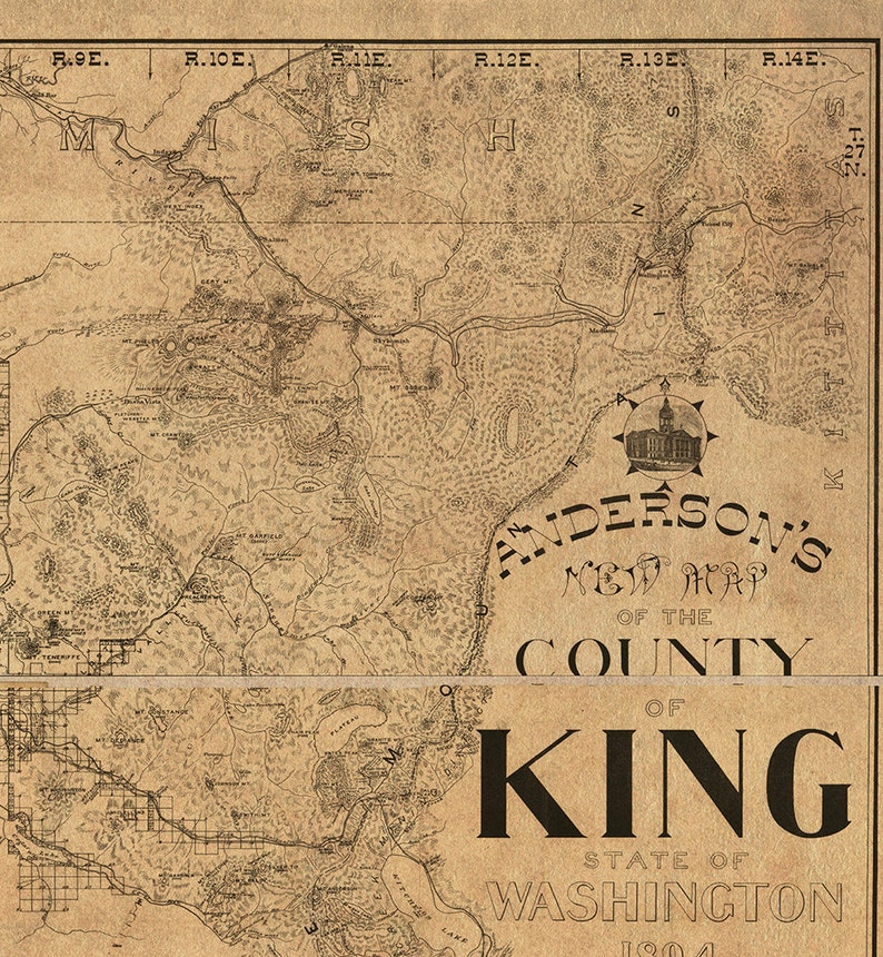 Map of King County, Washington WT., 1894. Vintage Restoration Hardware ...