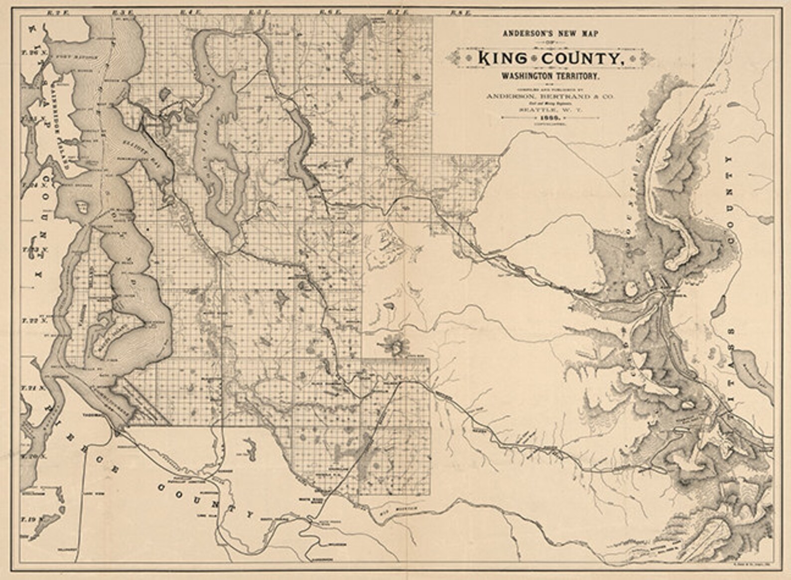 Map of King County Washington WT. 1888. Vintage Restoration - Etsy