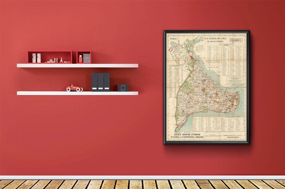 Map of Istanbul Turkey. 1922 Reproduction Home Deco Style Old - Etsy