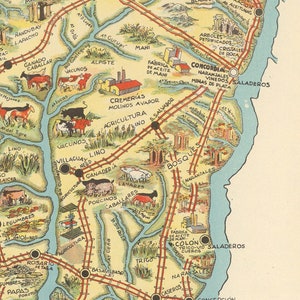Pictorial Map of Entre Rios. Argentina. Vintage Home Deco Style Old ...