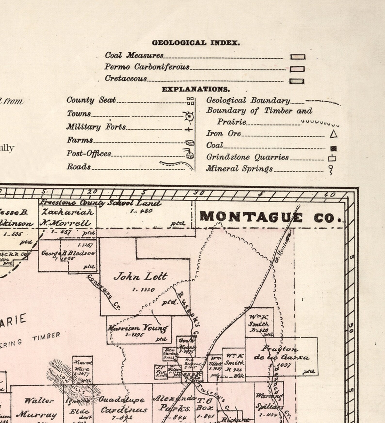 Map of Jack County Texas TX ... 1876. Shows Ownership. - Etsy UK