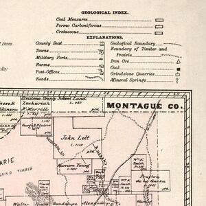 Map of Jack County, Texas, TX ... 1876. Shows Ownership. Vintage ...