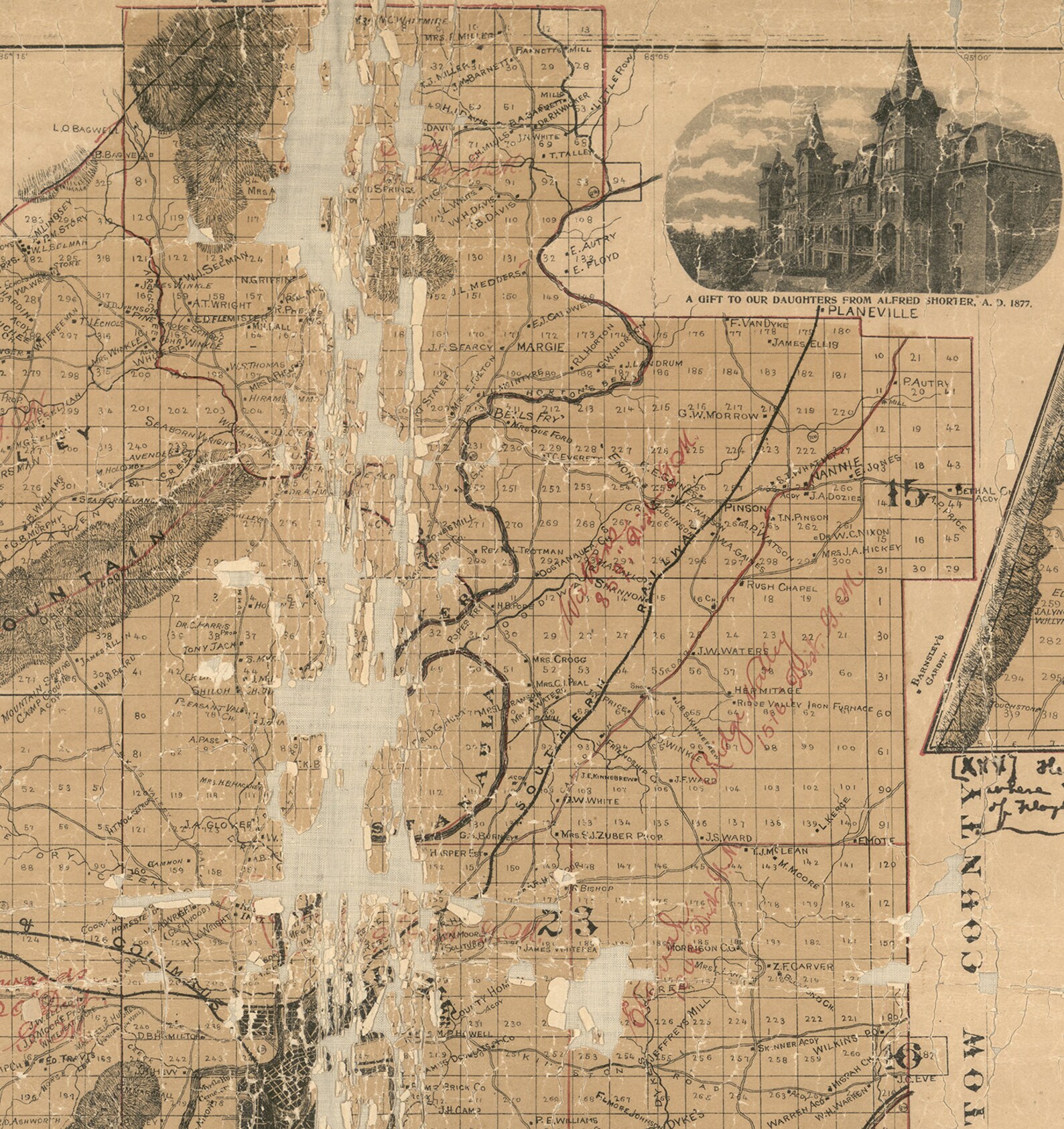 Map of Floyd County, Georgia. 1895. Vintage Restoration Hardware Home ...