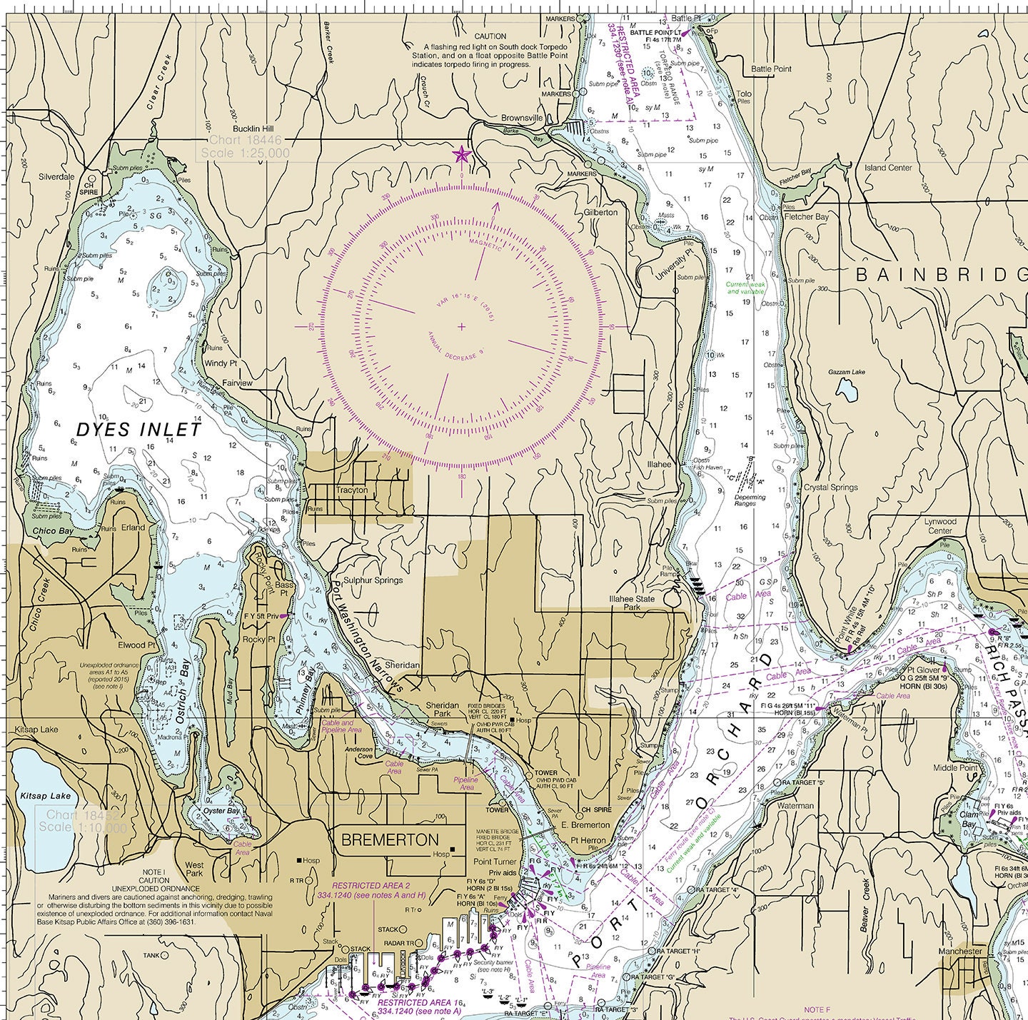 Nautical Charts of Puget Sound. Shilshole Bay to Commencement Bay ...