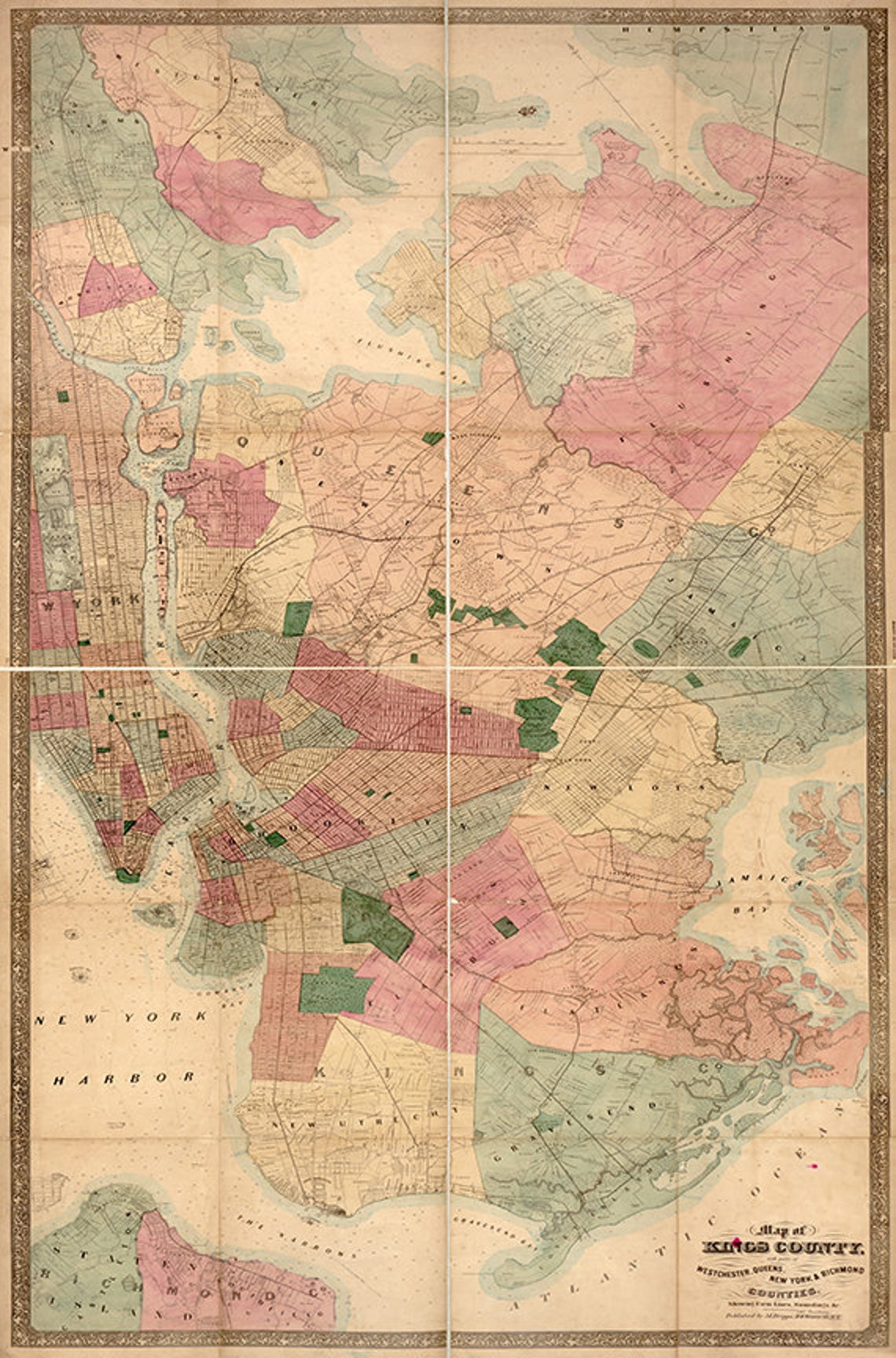 Map of Brooklyn Kings County With Parts of Westchester | Etsy