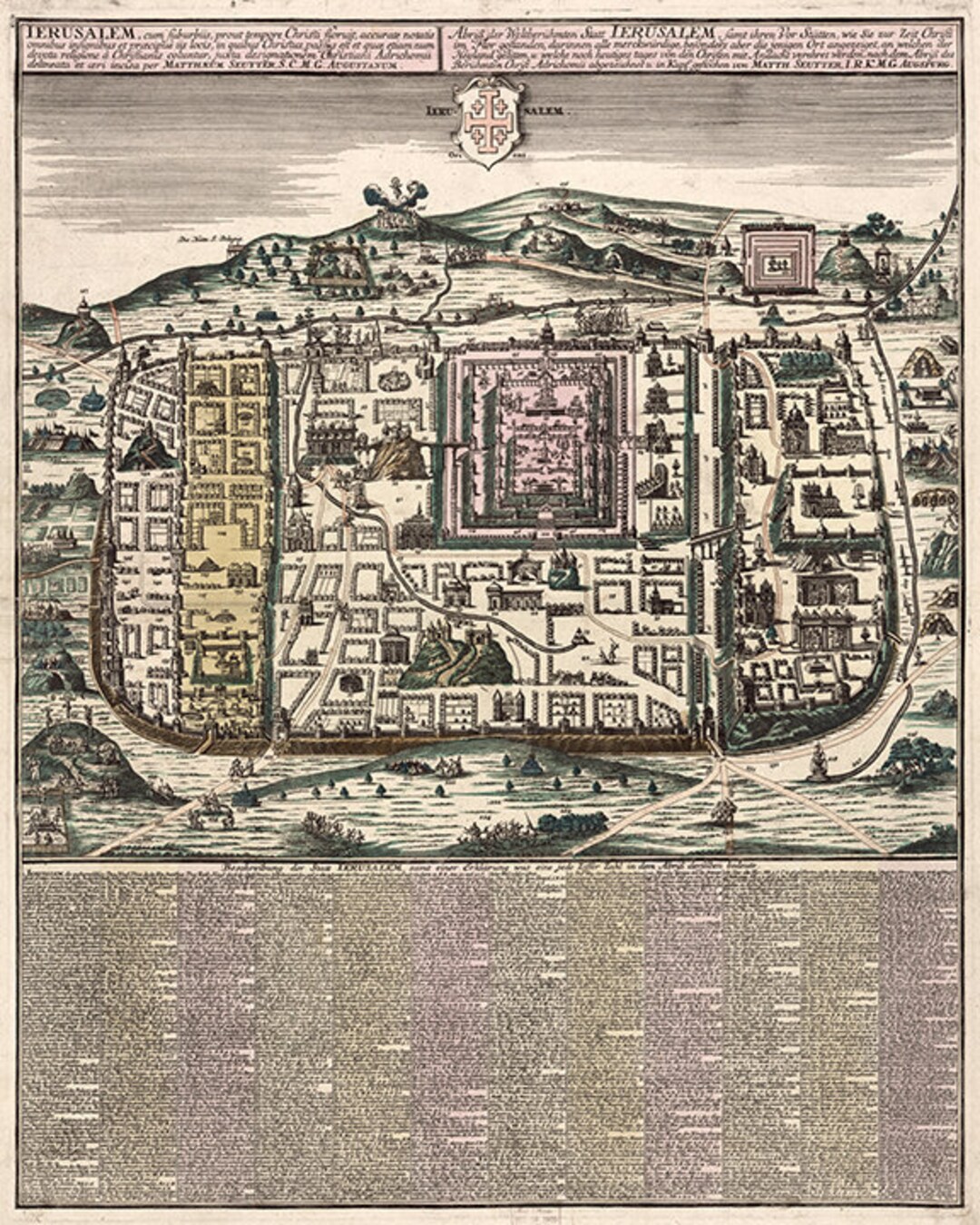 Map of Jerusalem, the Ancient City, Shows Jerusalem During the Time of ...