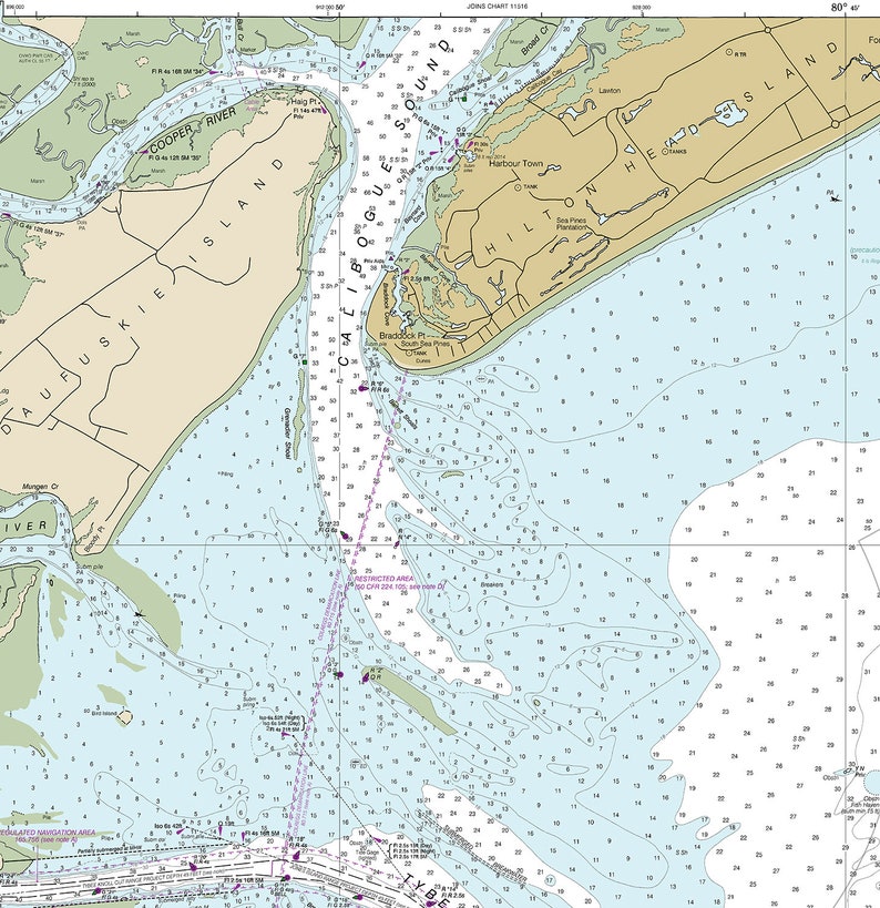 Nautical Charts of Savannah River and Wassaw Sound. 11512. | Etsy