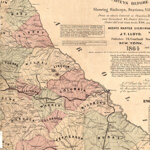 Map of State of Georgia. 1864 Vintage Restoration Hardware Home Deco ...