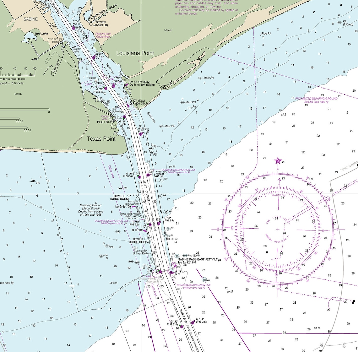 Nautical Charts of Sabine Pass and Lake Louisiana Texas. - Etsy