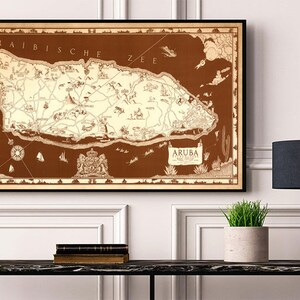 Map of Aruba. Home Deco Style Old Wall Vintage Reproduction - Etsy