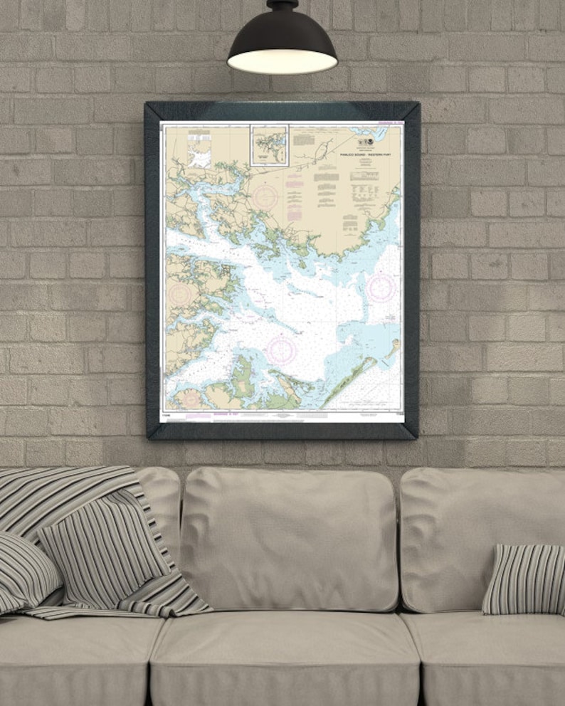 Nautical Chart of Pamlico Sound Western North Carolina. NOAA - Etsy