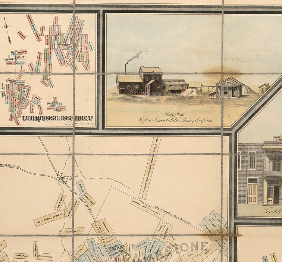 Map of the Tombstone Mining District : Cochise Co. Arizona. | Etsy