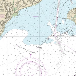 New Haven Harbor Connecticut Nautical Wall Art Reproduction NOAA 12371 ...